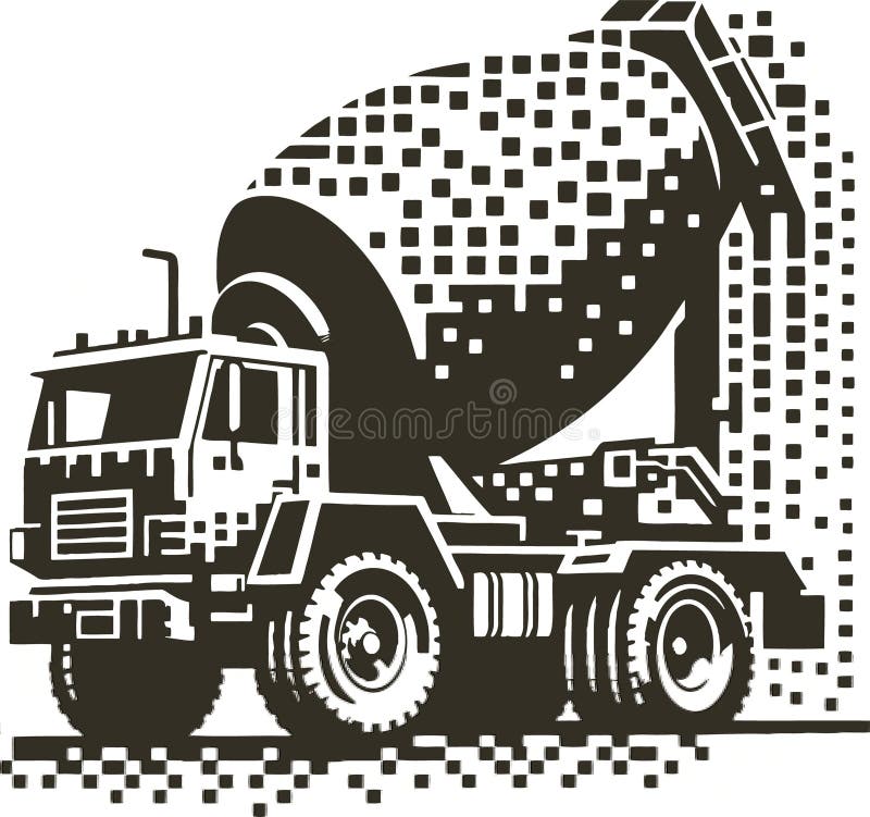 Vector Pixel Illustration of a Cement Mixer Truck Stock Vector ...