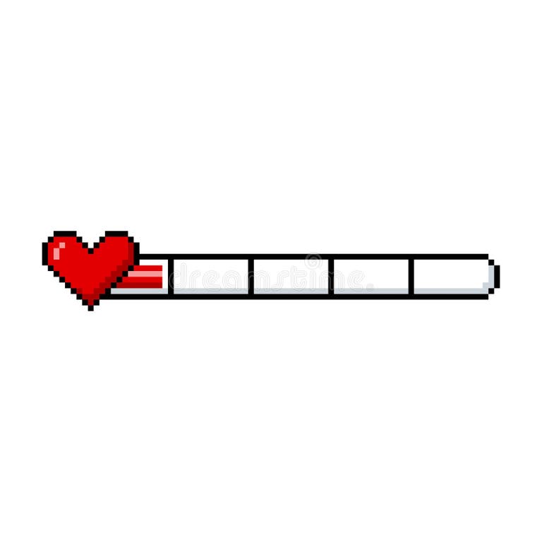 Vector Pixel Indicator with Red Heart and One Life Bar. Stock Illustration - Illustration of ...