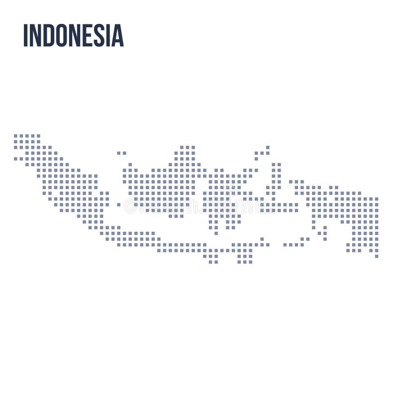 Vector Pixel Map of Indonesia Isolated on White Background Stock ...