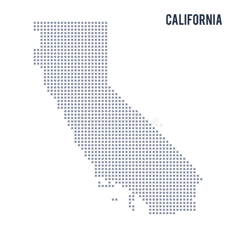 Vector Pixel Map State of California Isolated on White Background Stock ...
