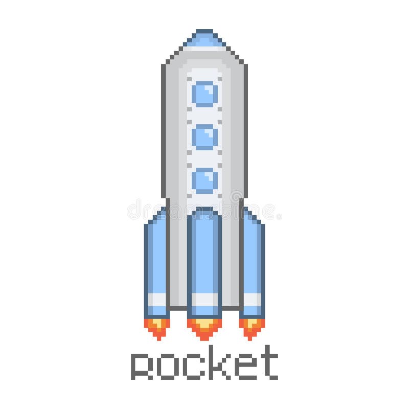 8-bit Pixel Rocket in Space Stock Vector - Illustration of escape ...