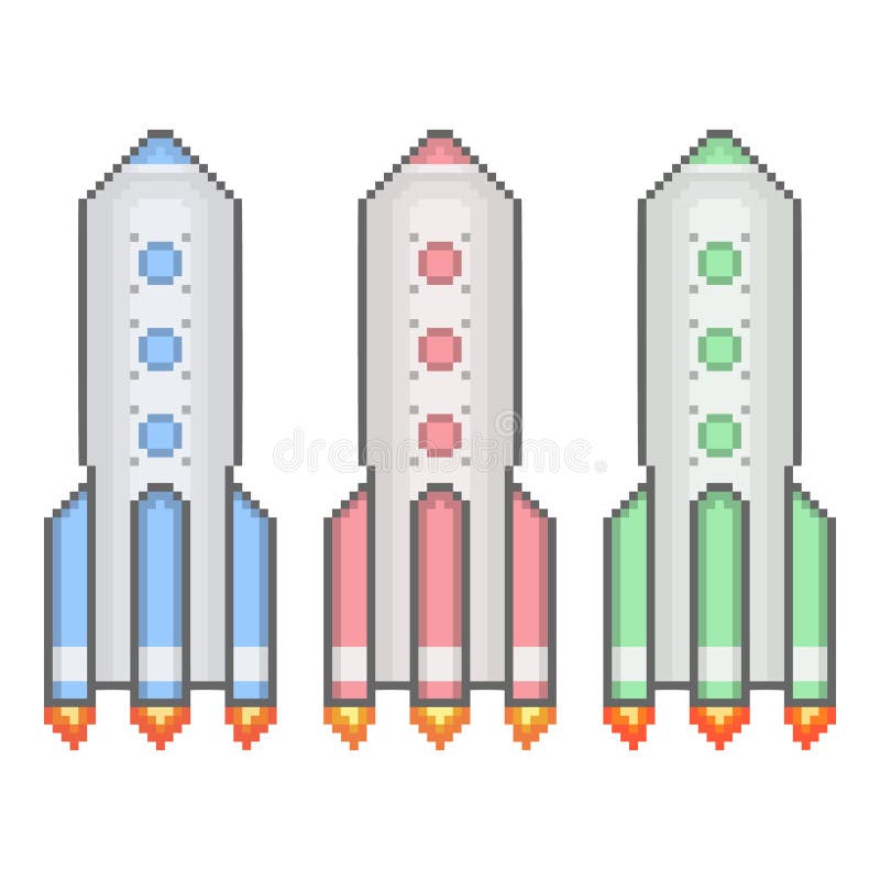 8-bit Pixel Rocket in Space Stock Vector - Illustration of escape ...