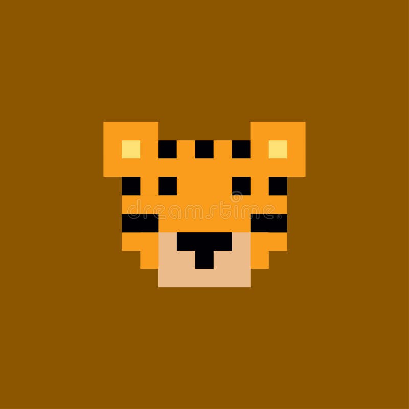Vector pixel tiger stock vector. Illustration of vector - 81489122