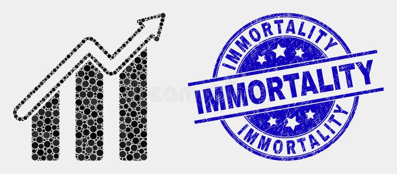 Vector Pixel Trend Chart Icon and Scratched Immortality Seal Stock ...