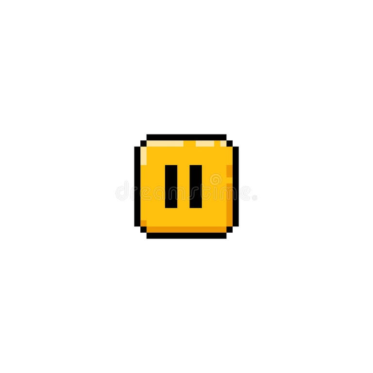 Vector Pixel Yellow Pause Button. for Retro Games, 8-bit UI, Mobile and ...