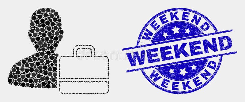 Vector Pixelated User Case Icon and Grunge Weekend Stamp Stock Vector ...