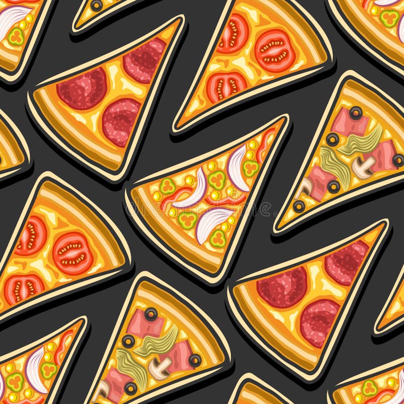 Vector Pizza Seamless Pattern Stock Vector - Illustration of group ...