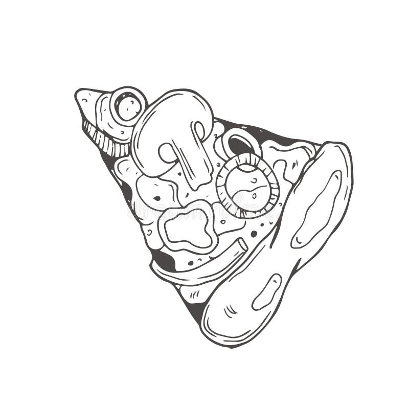 Vector Pizza Slice Drawing. Hand Drawn Pizza Illustration. Great for ...