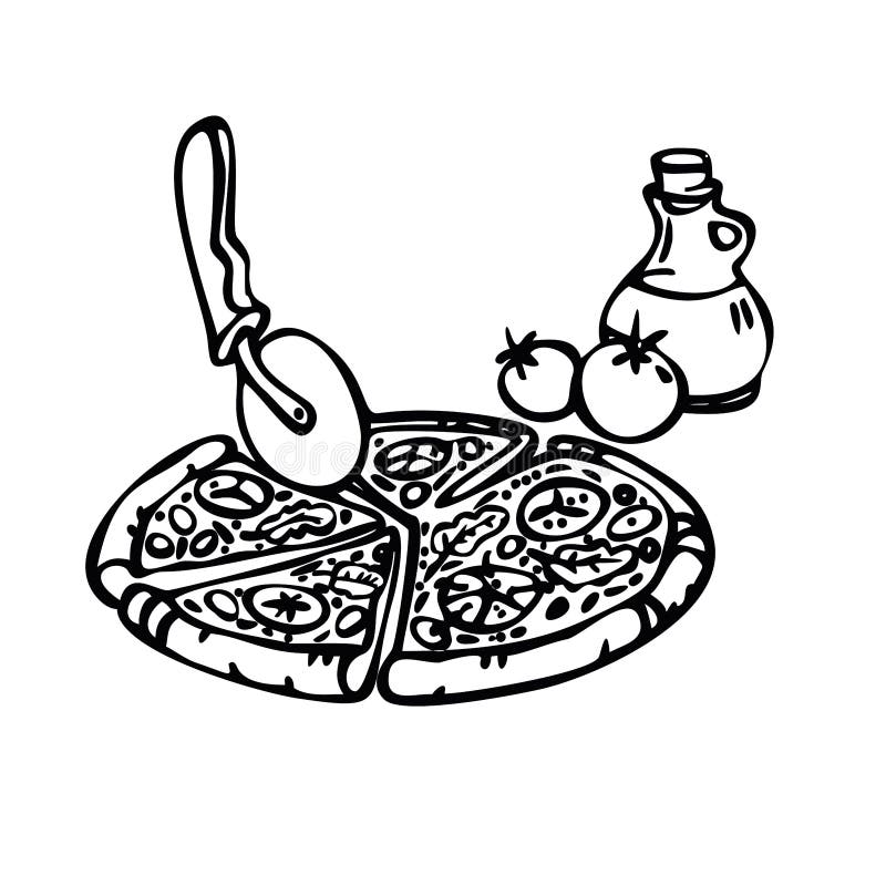 Vector Pizza Slice Drawing. Hand Drawn Pizza Illustration. Great for ...