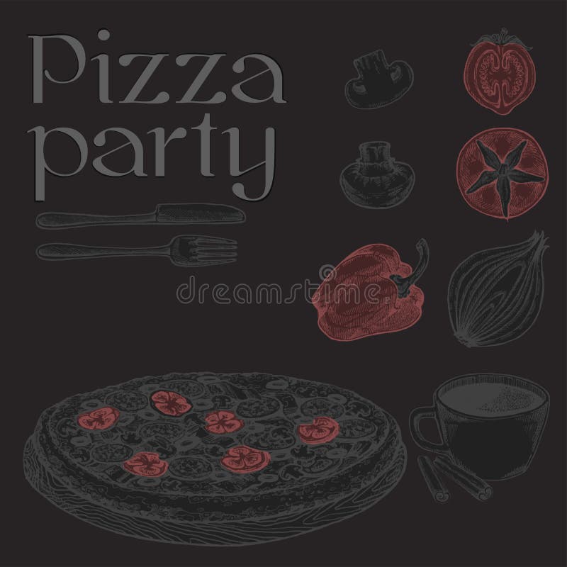 Vector Pizza Slice Drawing. Hand Drawn Pizza Illustration. Great for ...