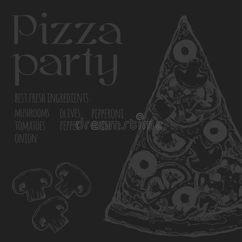 Vector Pizza Slice Drawing. Hand Drawn Pizza Illustration. Great for ...