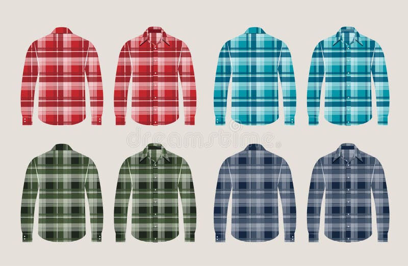 Vector Plaid Shirts Patterned Front and Back View Stock Vector ...