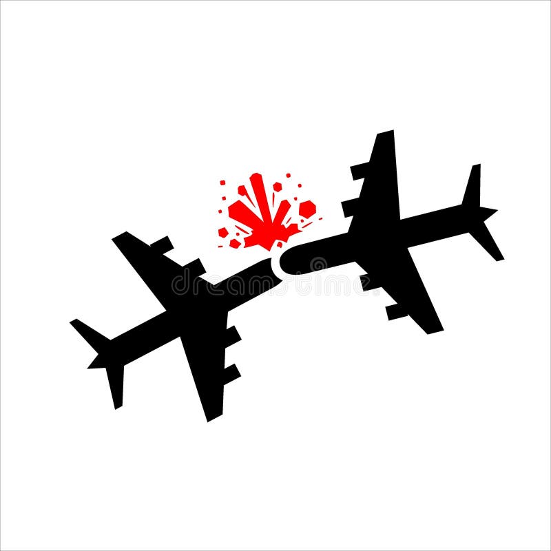 Vector Plane Crash Accident Silhouette Illustration Icon Stock ...