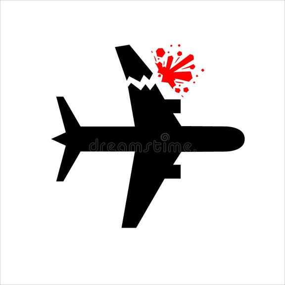Vector Plane Crash Accident Silhouette Illustration Icon Stock ...