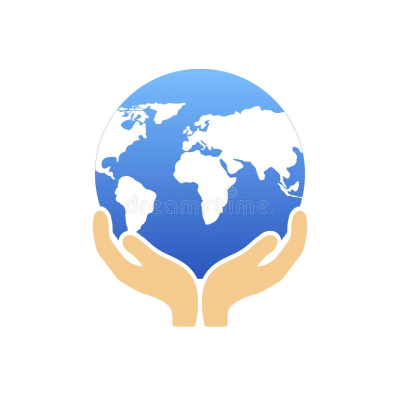 Vector Planet Earth Icon. Flat Planet Earth in Hands Icon Stock Vector ...