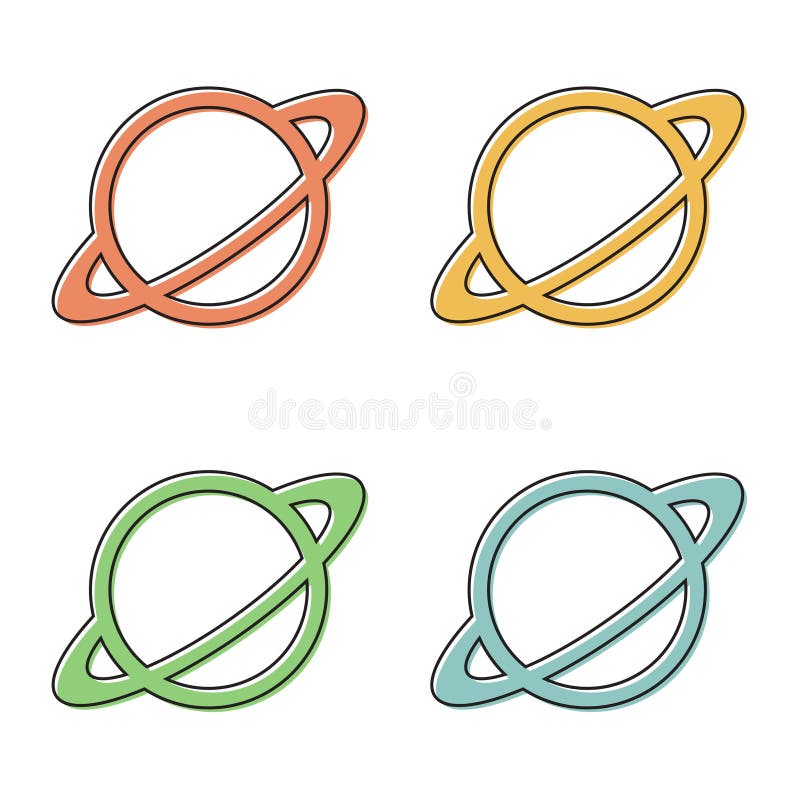 Vector Planet Icon in Multiple Color Set Stock Vector - Illustration of ...