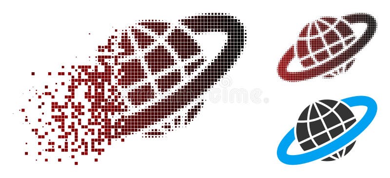 Broken Pixel Halftone Planetary Ring Icon Stock Vector - Illustration ...