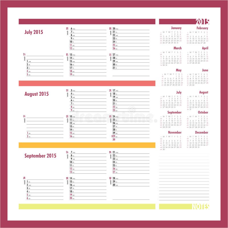 Vector Planner for 20134 -Three Month Calendar Stock Vector ...