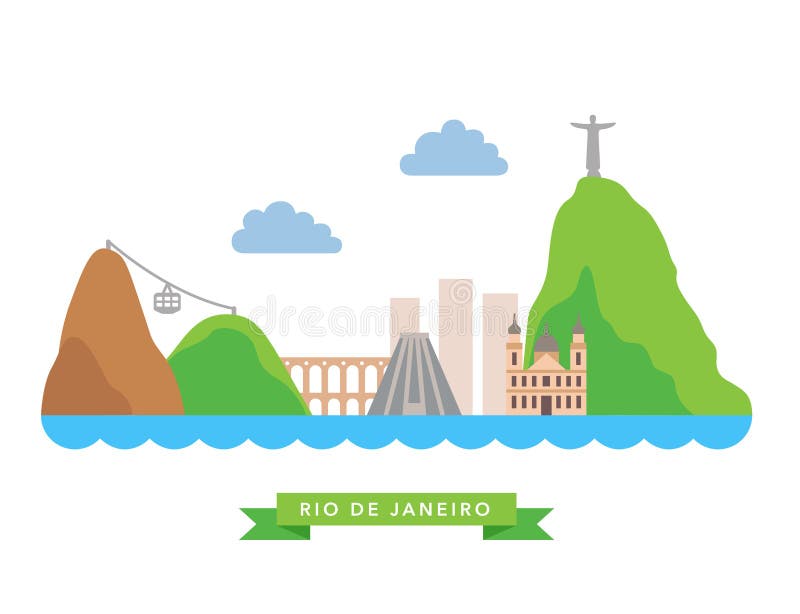 Fondo Vectorial Plano De Río De Janeiro Ilustración del Vector ...