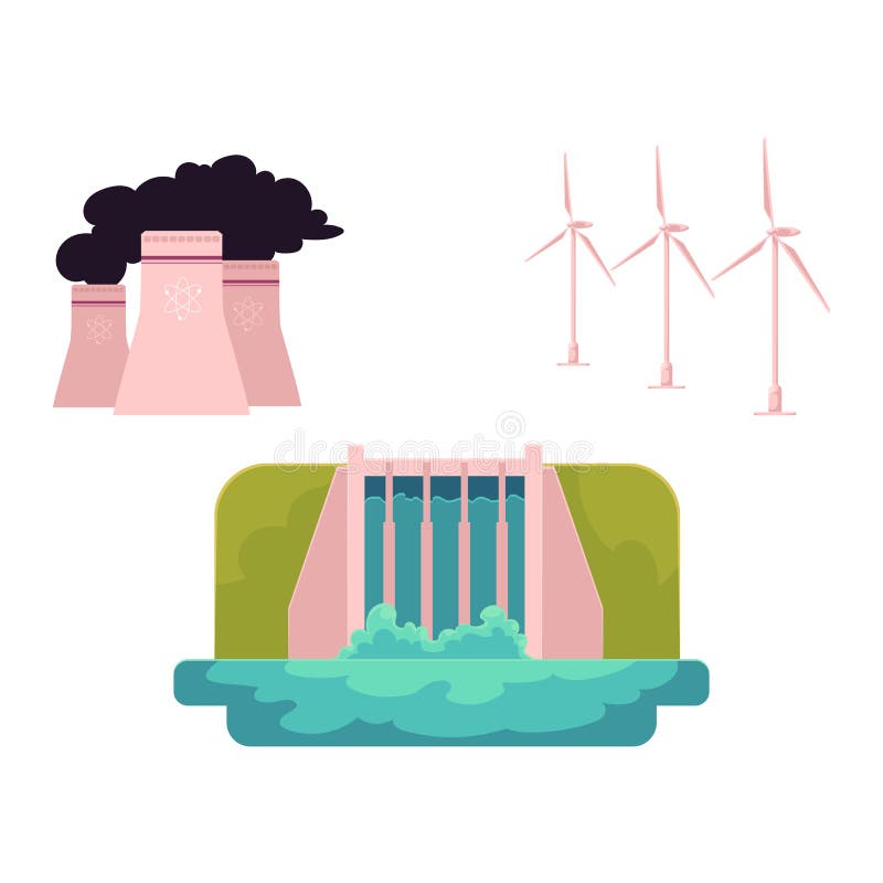 Vector Plano Todos Los Tipos De Recursos Energéticos Ilustración del ...