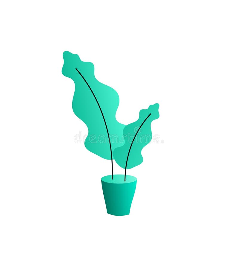 Vector Plant Element in a Blue Pot Stock Illustration - Illustration of ...