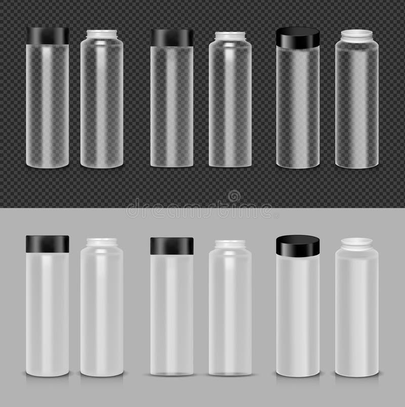 Vector Plastic Transparent Bottle with Black Lid for Cosmetic or Food ...