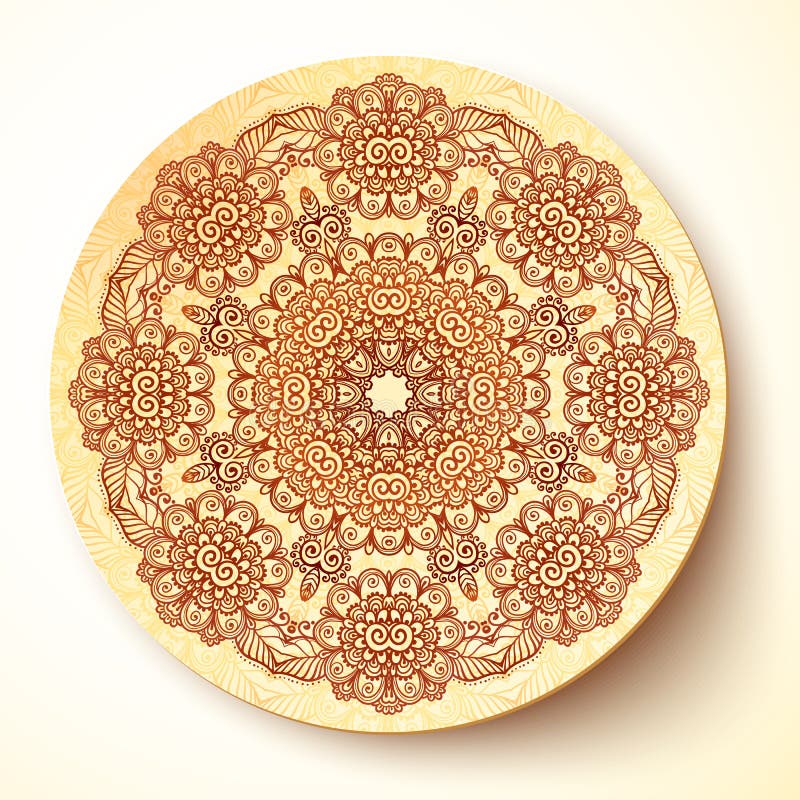 Vector Plate Template with Indian Mehndi Round Stock Vector ...