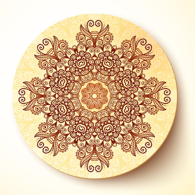 Vector Plate Template with Indian Mehndi Round Stock Vector ...