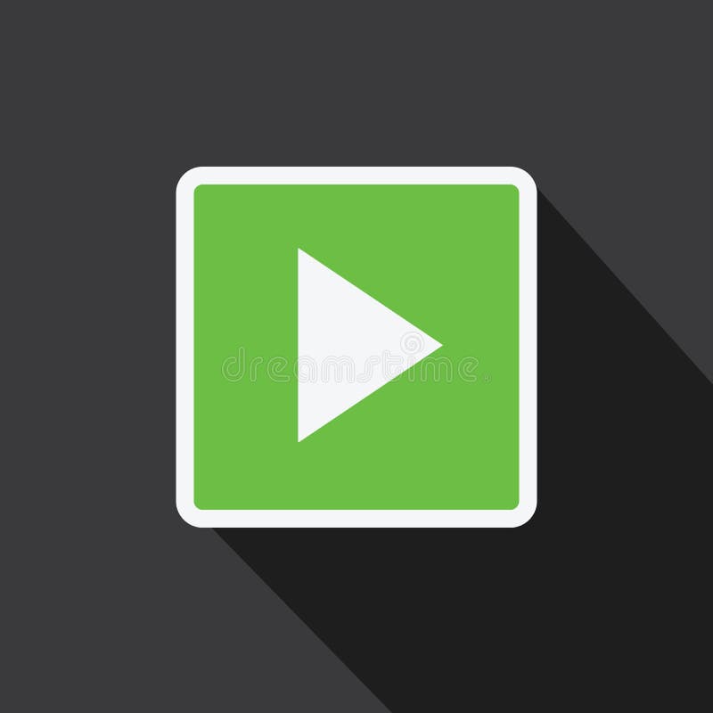 Vector of Play Arrow Icon with Long Shadow. Stock Vector - Illustration ...