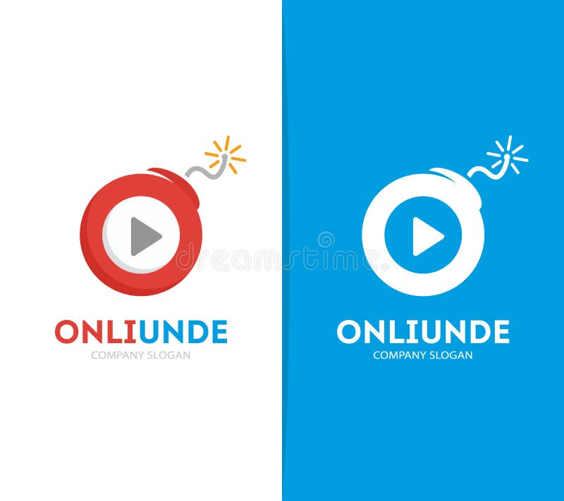 Vector Play Button and Bomb Logo Combination. Audio and Video Symbol or ...