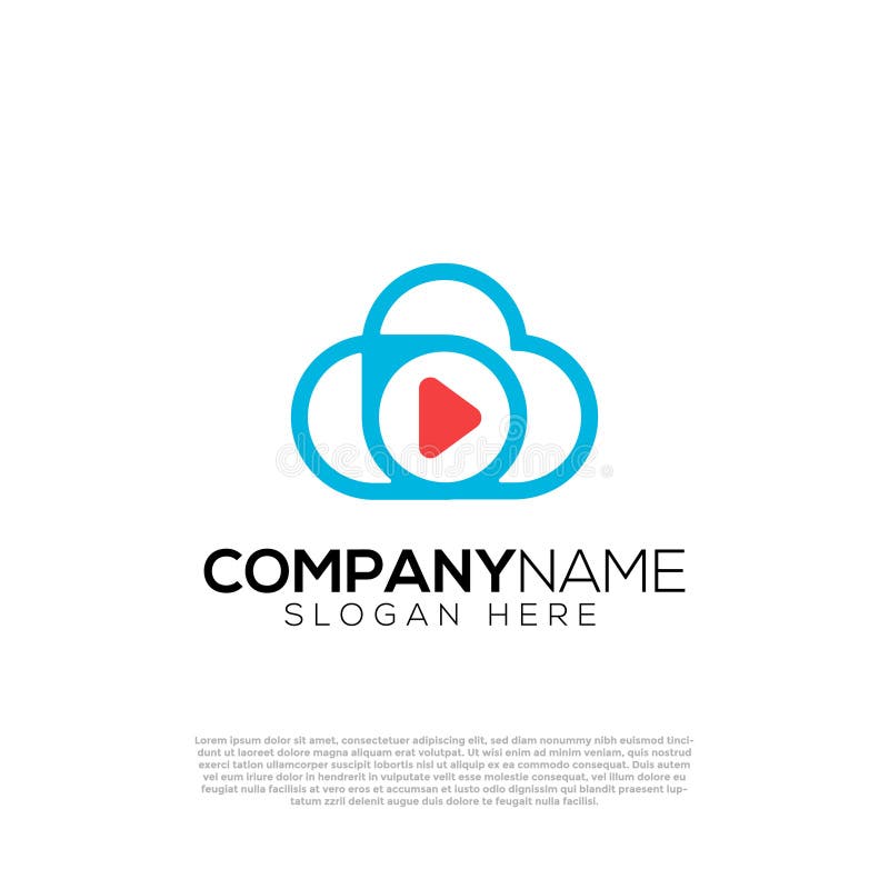 Vector Play Button Cloud Tech Logo Stock Illustration - Illustration of ...