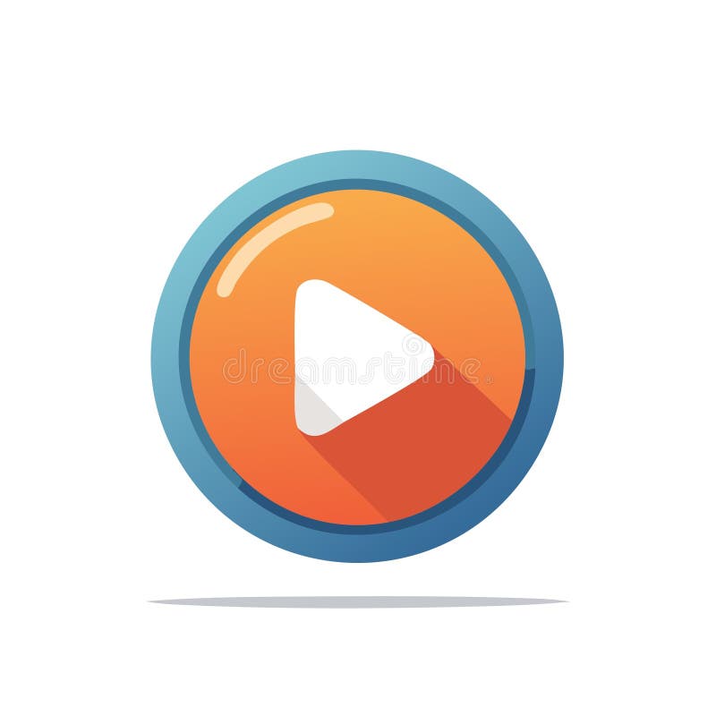 Vector Play Button Icon Graphic with Shadow in Blue and Orange Color ...
