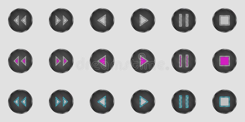 Vector Player Buttons with Metal Elements Stock Vector - Illustration ...