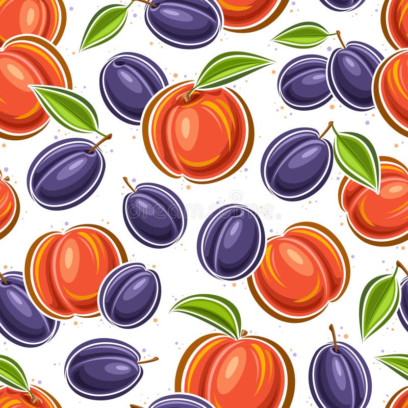 Vector Plum and Peach Seamless Pattern Stock Vector - Illustration of ...