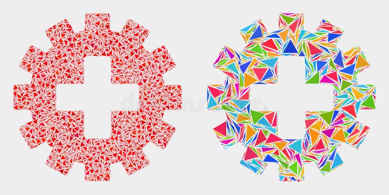 Vector Plus Gear Mosaic Icon of Triangle Elements Stock Vector ...
