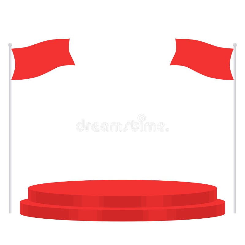 Vector of Podium Surrounded by Two Red Flag Poles Stock Vector ...