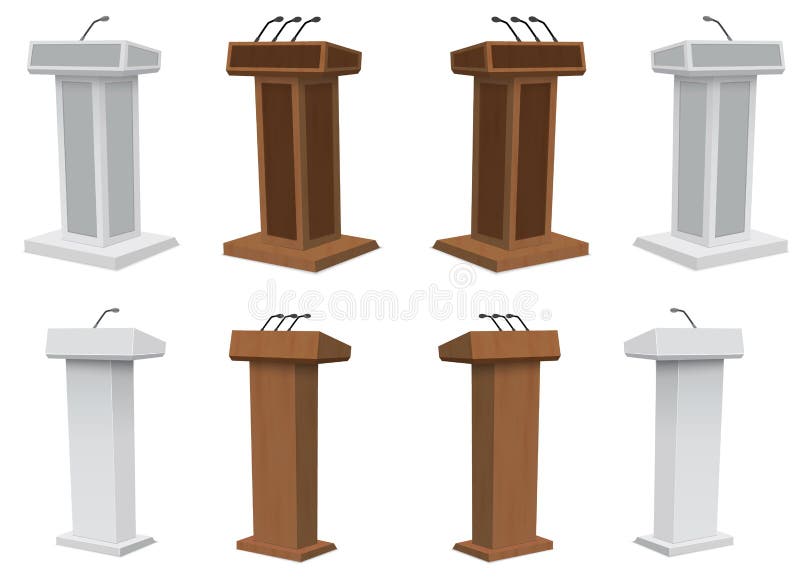 Vector Podium Tribune Rostrum Stand with Microphones Stock Illustration ...