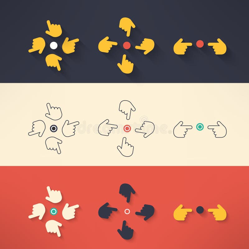 Vector Pointing Fingers Set in Modern Flat Design Stock Vector ...