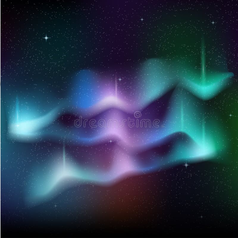 Vector Polar Lights On Black Star Background. Vector. Stock Vector ...