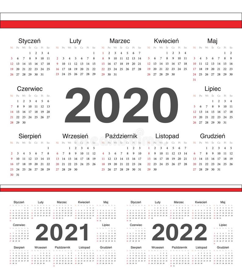 Vector Polish Circle Calendars 2020, 2021, 2022 Stock Vector ...