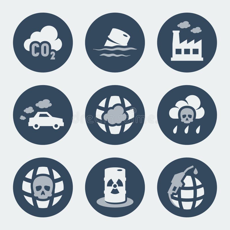 Vector pollution icons set stock vector. Illustration of factory - 39760101