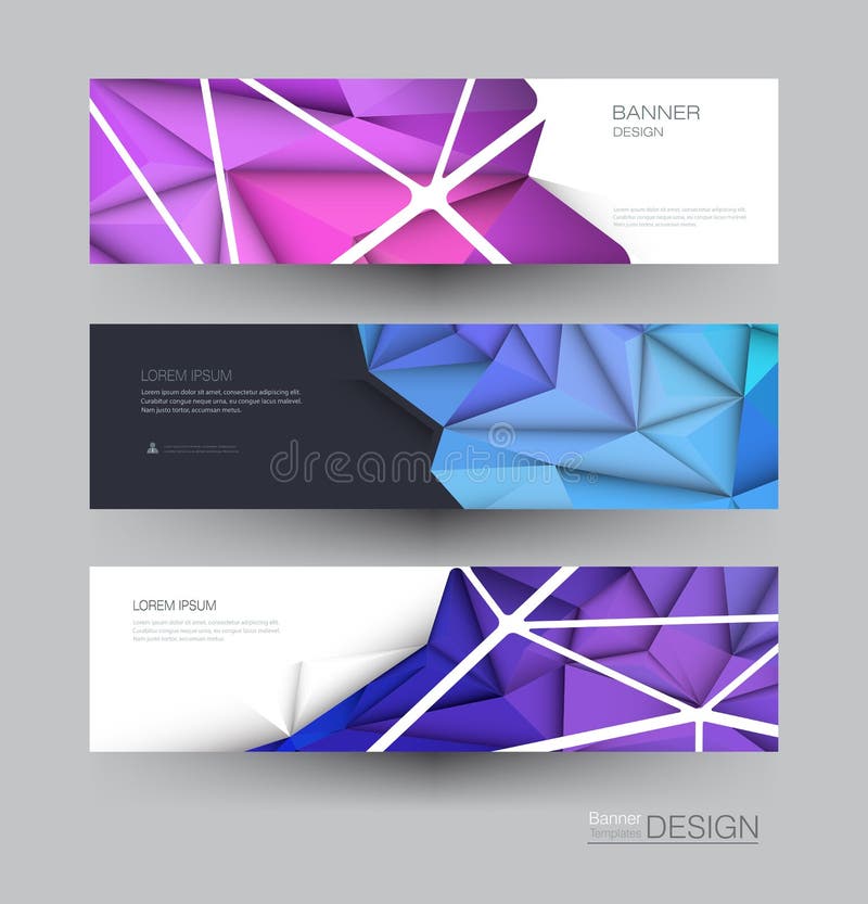 Vector Polygon Banner Set. Polygonal or Low Poly Pattern Background ...