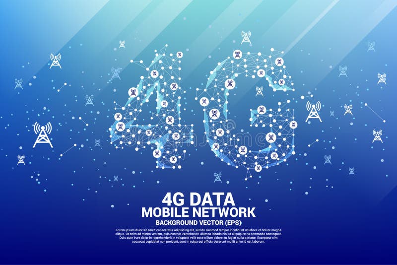Vector Polygon Dot Connect Line Shaped 4G Mobile Network with Antenna ...