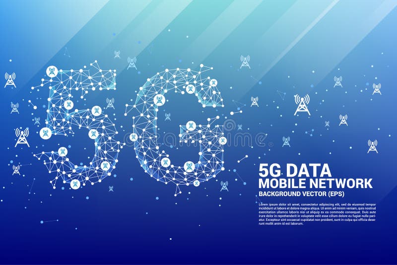 Vector Polygon Dot Connect Line Shaped 5G Mobile Network with Antenna ...