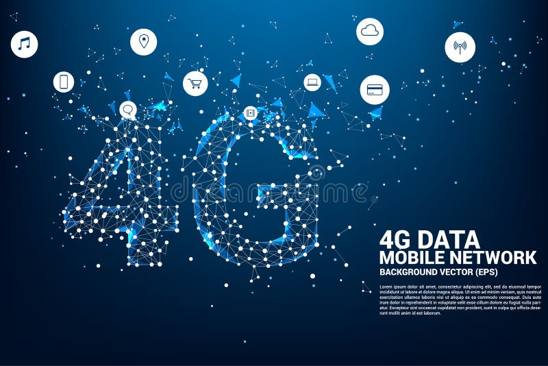 Vector Polygon Dot Connect Line Shaped 4G Mobile Network with Icon ...