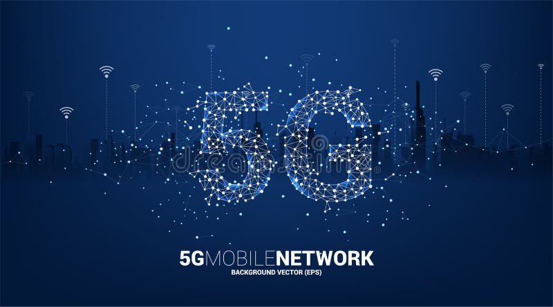 Vector Polygon Dot Connect Line Shaped 5G Mobile Networking with City ...