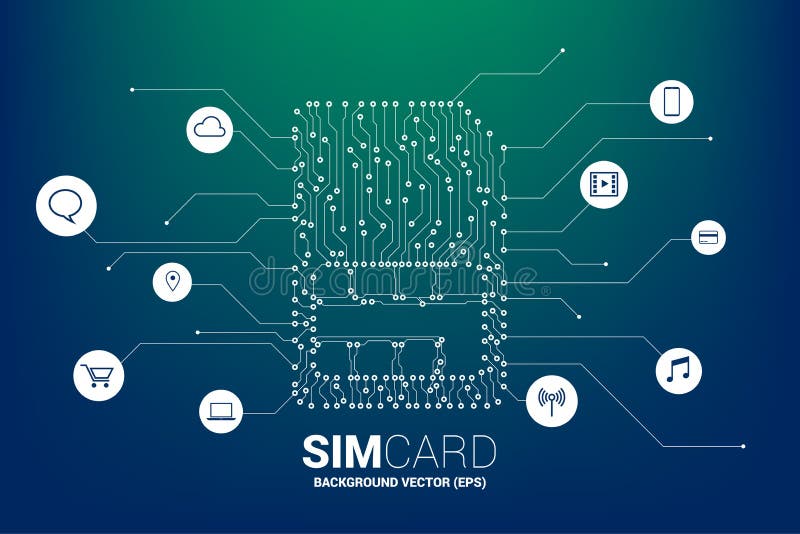 Vector Polygon Dot Connect Line Shaped Sim Card Icon Circuit Board ...