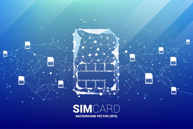 Vector Polygon Dot Connect Line Shaped Sim Card Icon with Networking ...