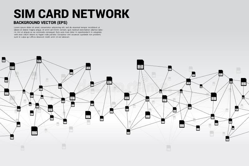 Vector Polygon Dot Connect Line Shaped Sim Card Icon with Networking ...
