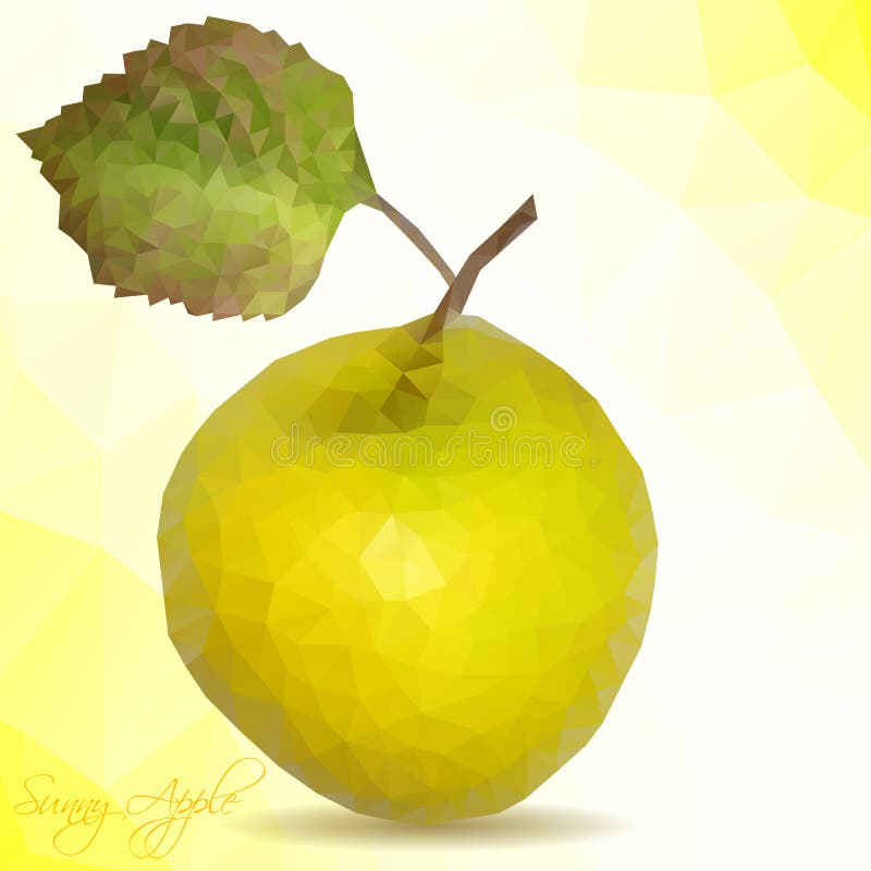 Vector Polygon Mosaic of Yellow Apple with Green Leaf Stock Vector ...